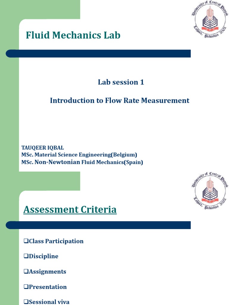 Fluid Mechanics Lab 1 | PDF | Flow Measurement | Fluid Mechanics