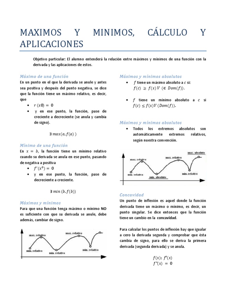 Maximos y Minimos, Calculo y Aplicaciones | PDF | Máximos y mínimos | Derivado
