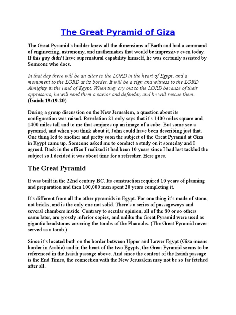 The Great Pyramid of Giza | PDF | Pyramid | Equator