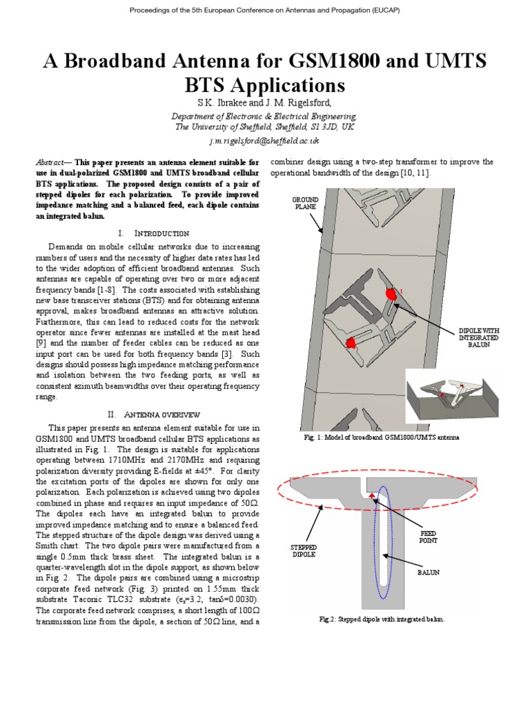 A Broadband Antenna for GSM and UMTS BTS Application | Antenna (Radio ...