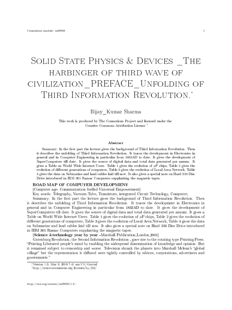 Solid State Physics & Devices - The Harbinger of Third Wave of ...