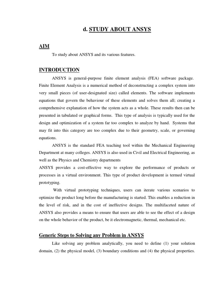D. Study About Ansys | PDF | Fluid Dynamics | Finite Element Method