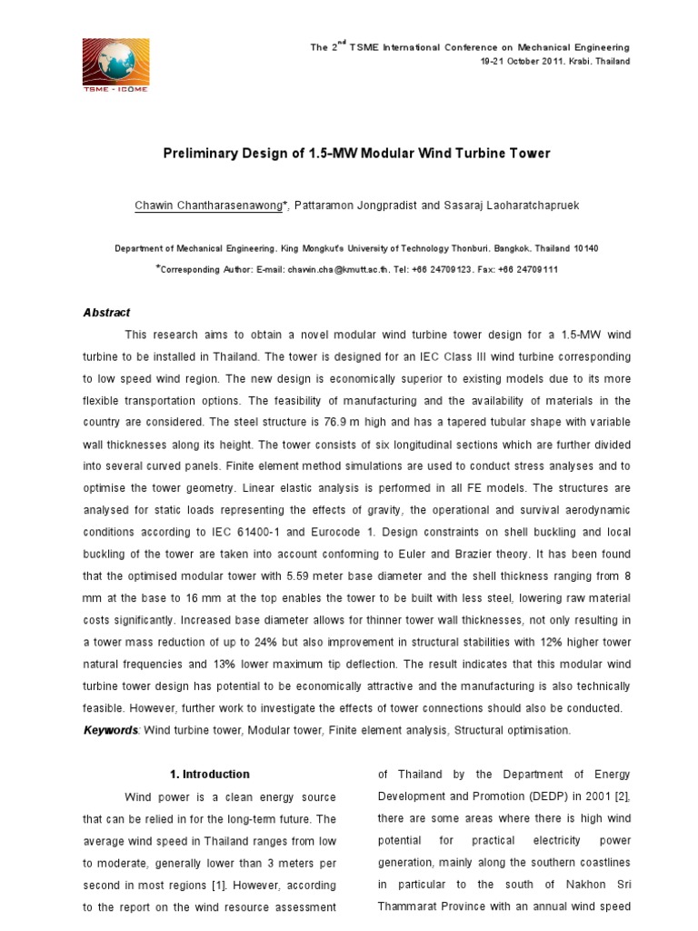 TSME 2011 REVISED Preliminary Design of 1.5-MW Modular Wind Turbine ...