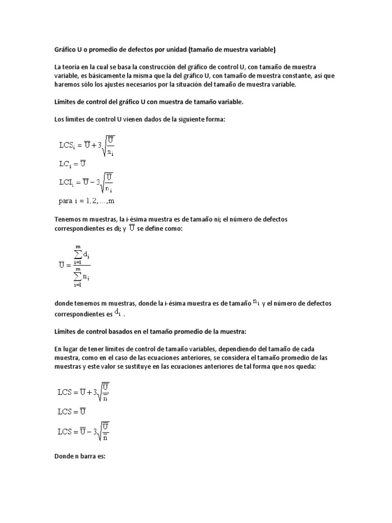 Gráfico U o Promedio de Defectos Por Unidad | PDF | Significado ...