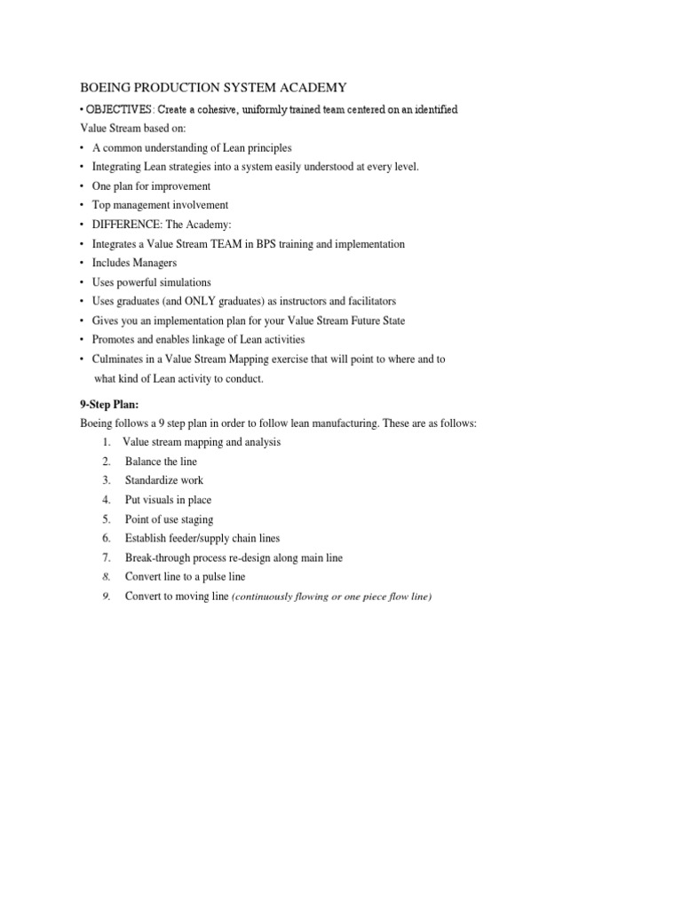 Boeing Production System Academy | PDF | Lean Manufacturing | Global ...