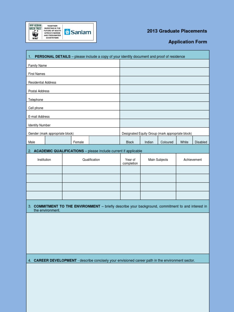 WWF Application Form | PDF | Sustainability | Ecology