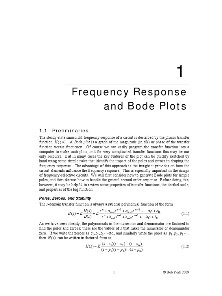 Frequency Response and Bode Plots: 1.1 Preliminaries | PDF | Science ...