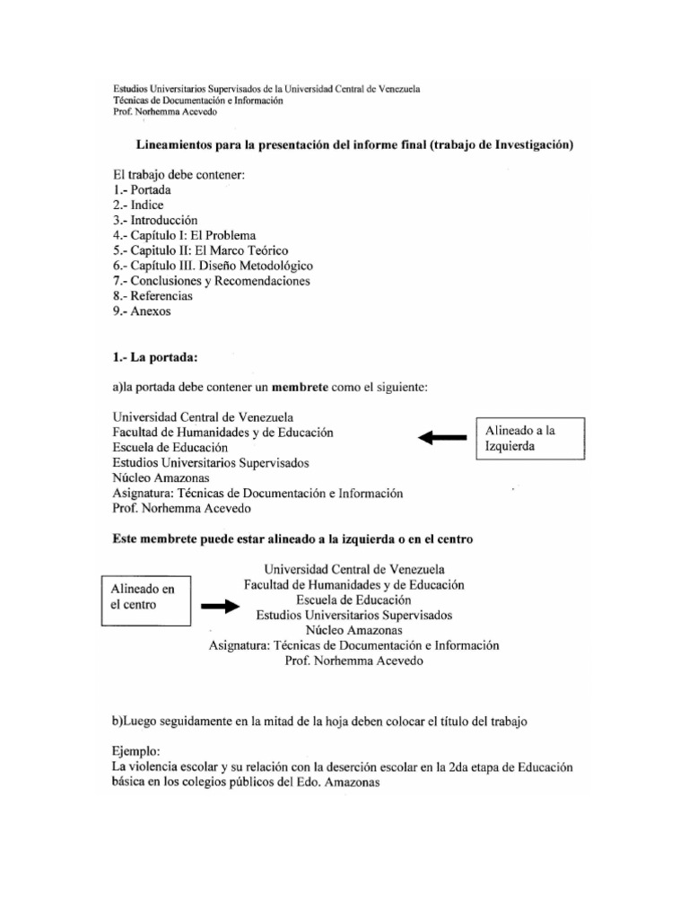 Lineamientos para trabajos escritos
