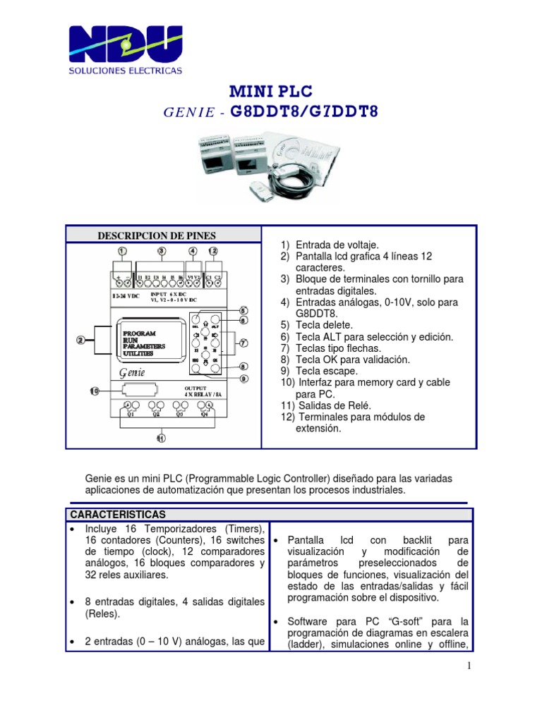 Mini PLC G8DDT8/G7DDT8: Genie | PDF | Relé | Controlador lógico programable