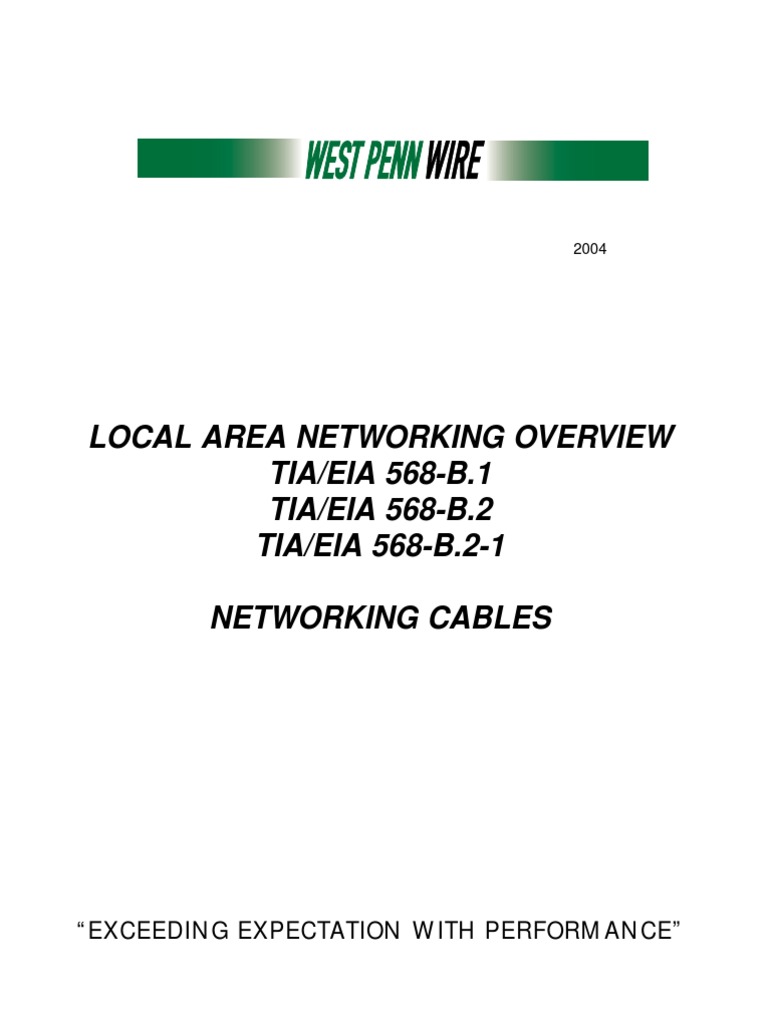 TIA/EIA 568-B Standards Overview | PDF | Cable | Electrical Wiring