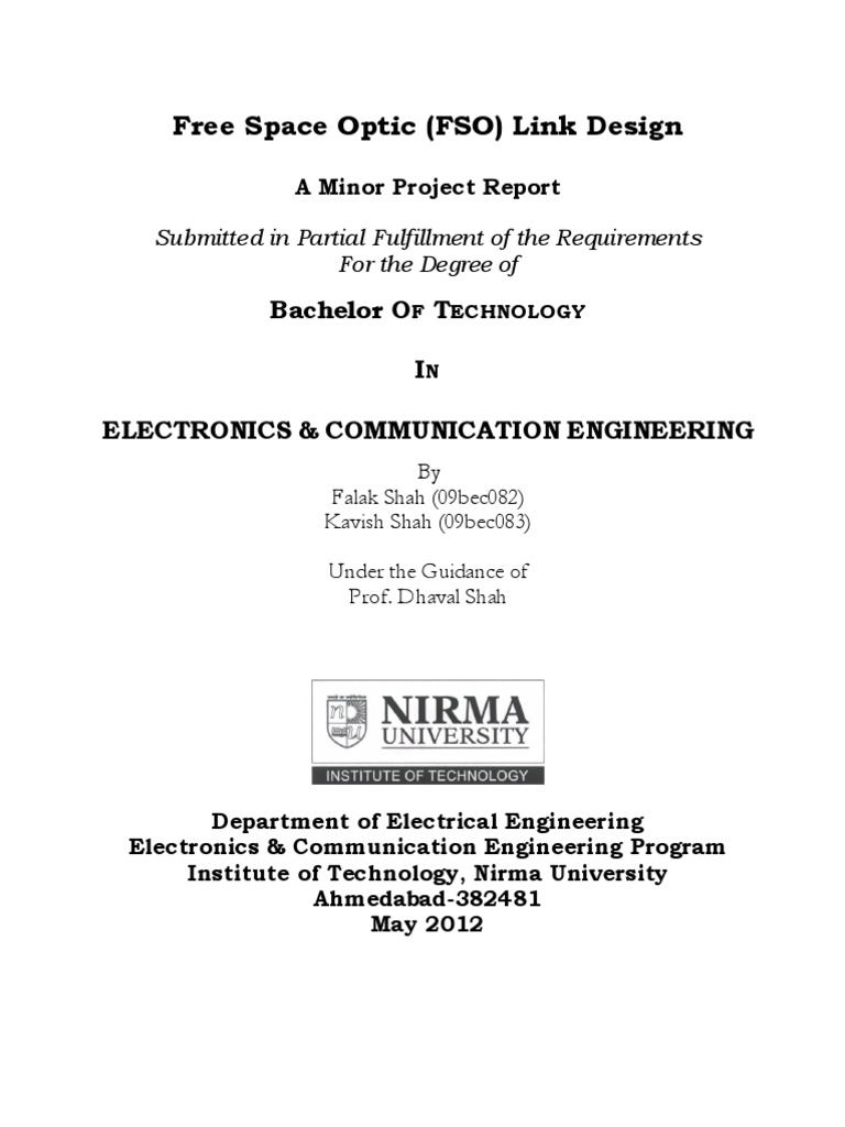 Final Report of FSO | Download Free PDF | Light Emitting Diode | Laser