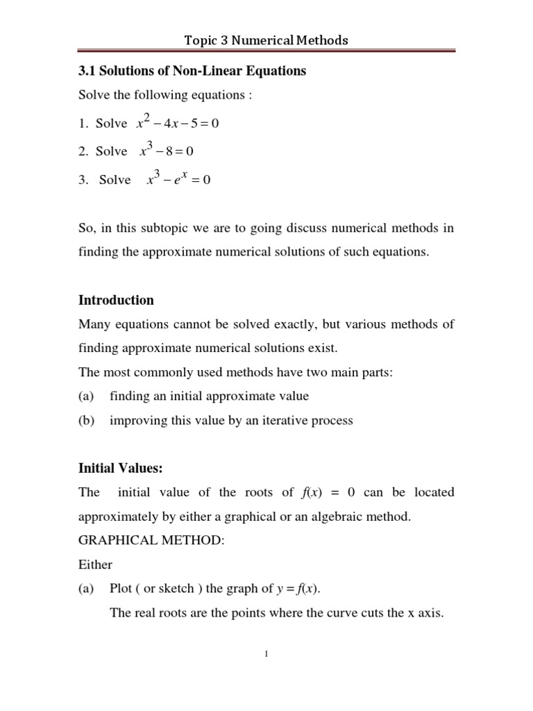 Topic 3 Numerical Methods | PDF | Numerical Analysis | Equations