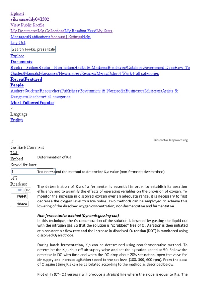 Determination of KLa | PDF | Scribd | Computing And Information Technology