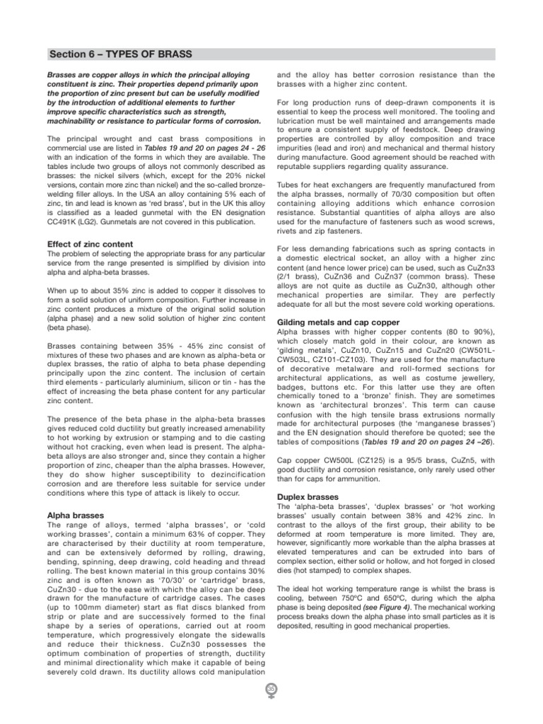 117 Section 6 Types of Brass | PDF | Brass | Alloy