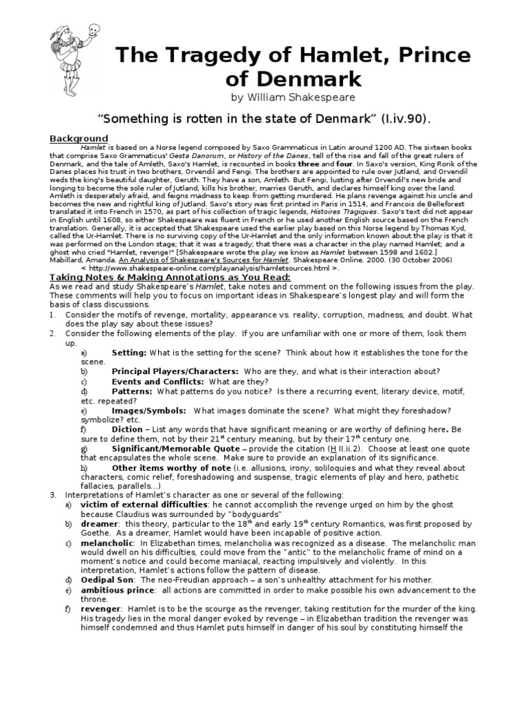 Hamlet Focus Handout | PDF | Hamlet