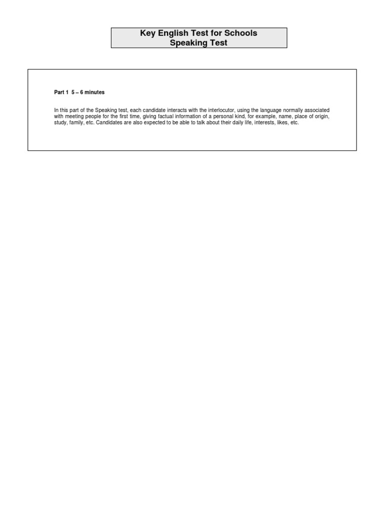 KET Speaking Test Overview and Practice | PDF | Question | Behavior ...