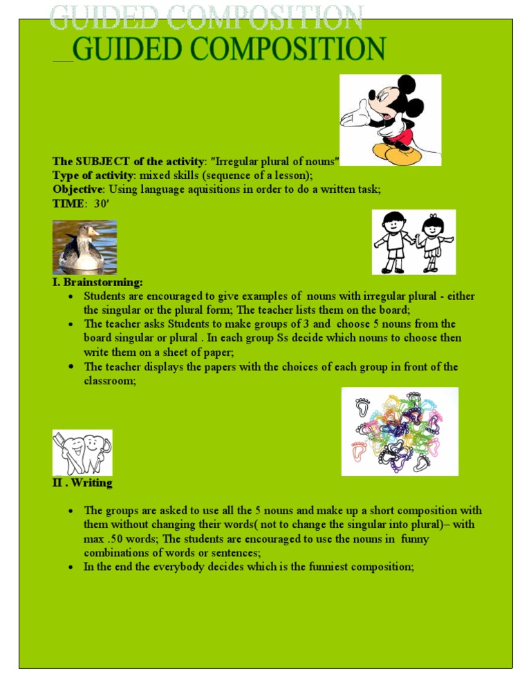 Irregular Plural Nouns Activity Guide | PDF