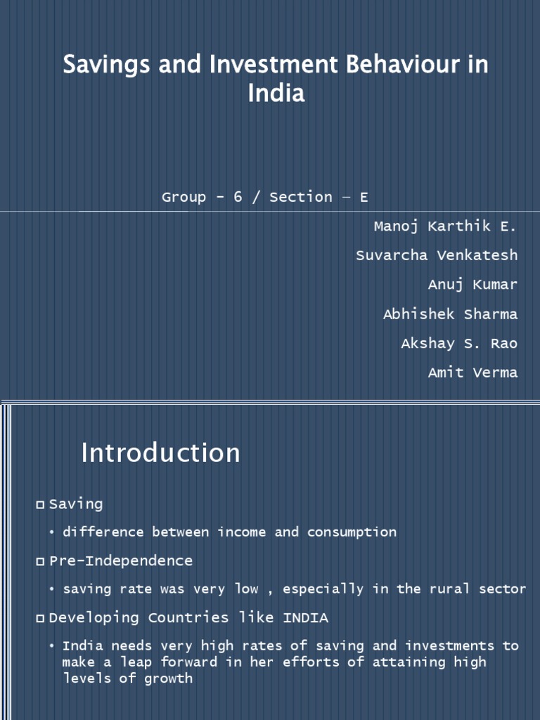 Savings and Investment Behaviour in India | PDF | Wealth | Economic Growth