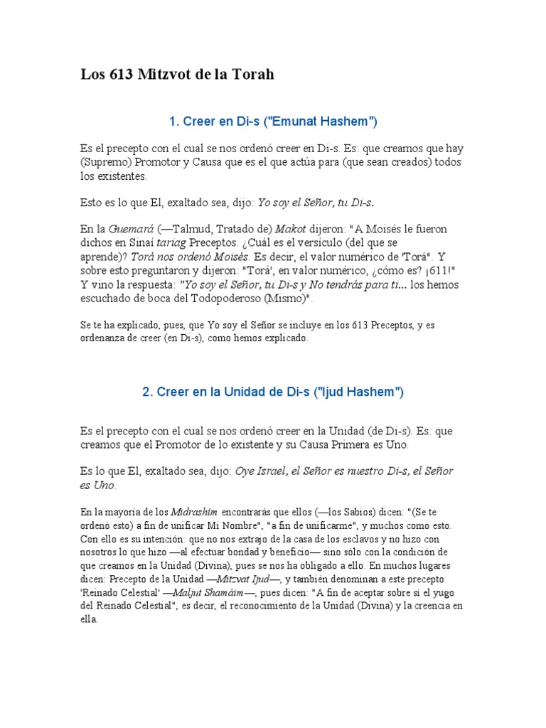 613 Mitzvot de la Torah Explicadas | PDF | Tora | Talmud