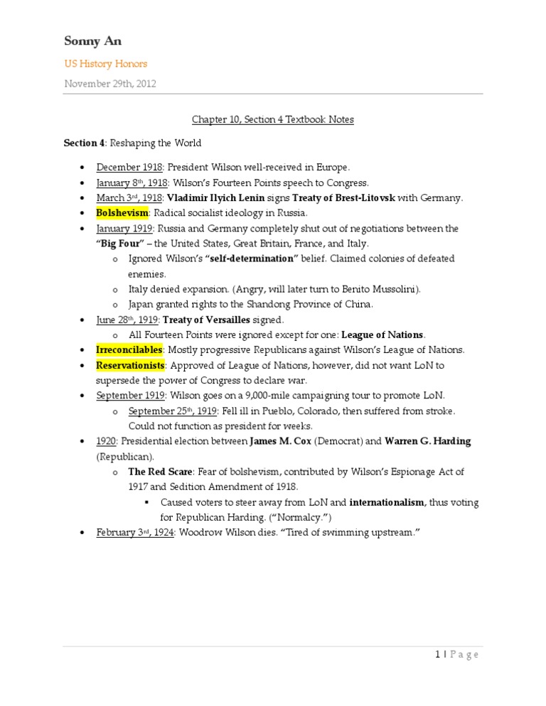 Chapter 10, Section 4 Textbook Notes | PDF