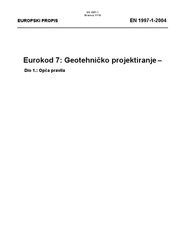 En 1997-1 Eurokod 7: Geotehničko Projektiranje | PDF