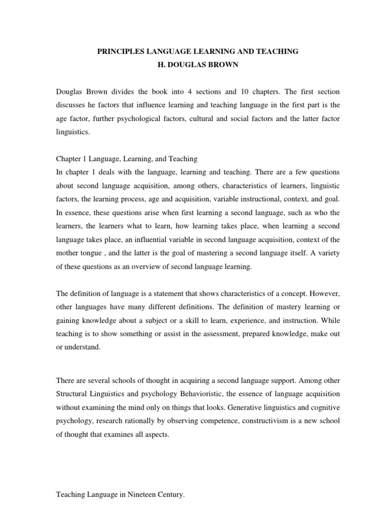 Resumen de Brown. Principles | PDF | Second Language Acquisition ...