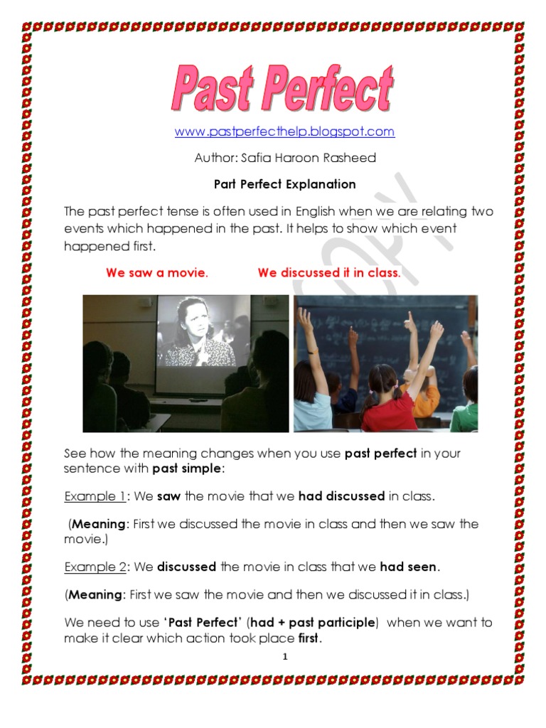 Past Perfect Simple Explanation and Worksheet | PDF | Perfect (Grammar ...