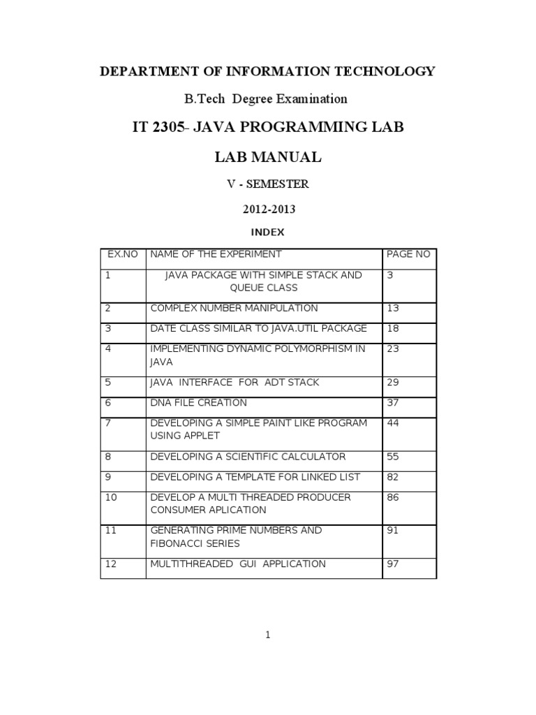 Java Lab Manual | PDF | Area | Method (Computer Programming) Java Lab Manual | PDF | Area | Method (Computer Programming)