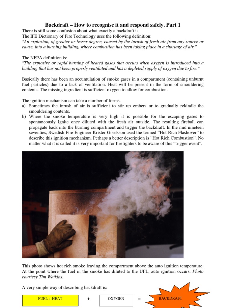 Backdraft - How To Recognise It and Respond Safely. Part 1 | PDF ...