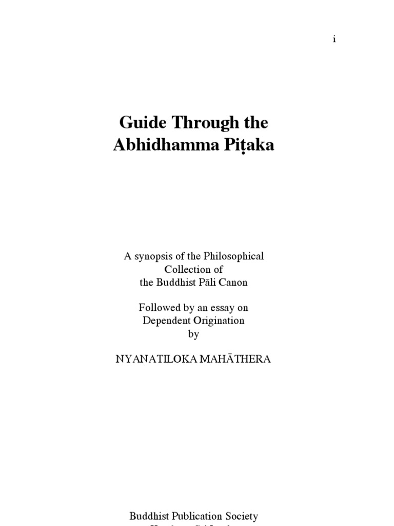 Guide Through The Abhidhamma Pitaka | PDF | Buddhist Texts | Reality