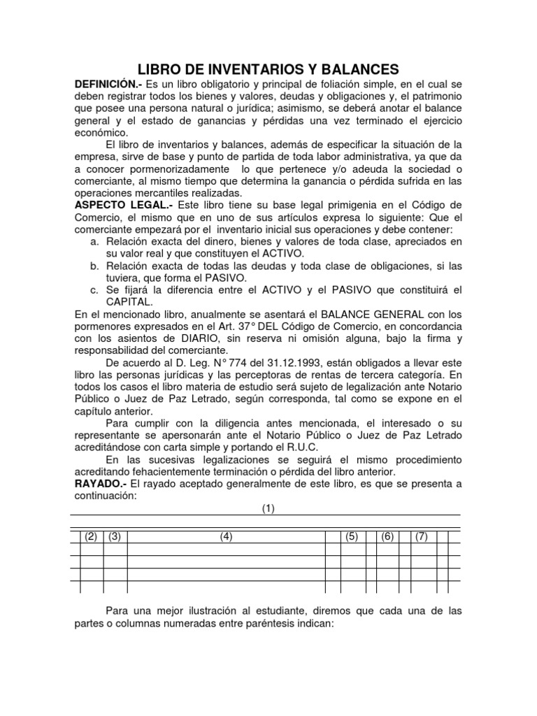 Libro de Inventarios y Balances
