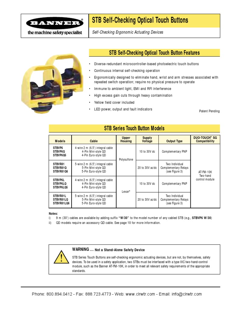 Banner STB Touch Buttons | PDF | Switch | Safety
