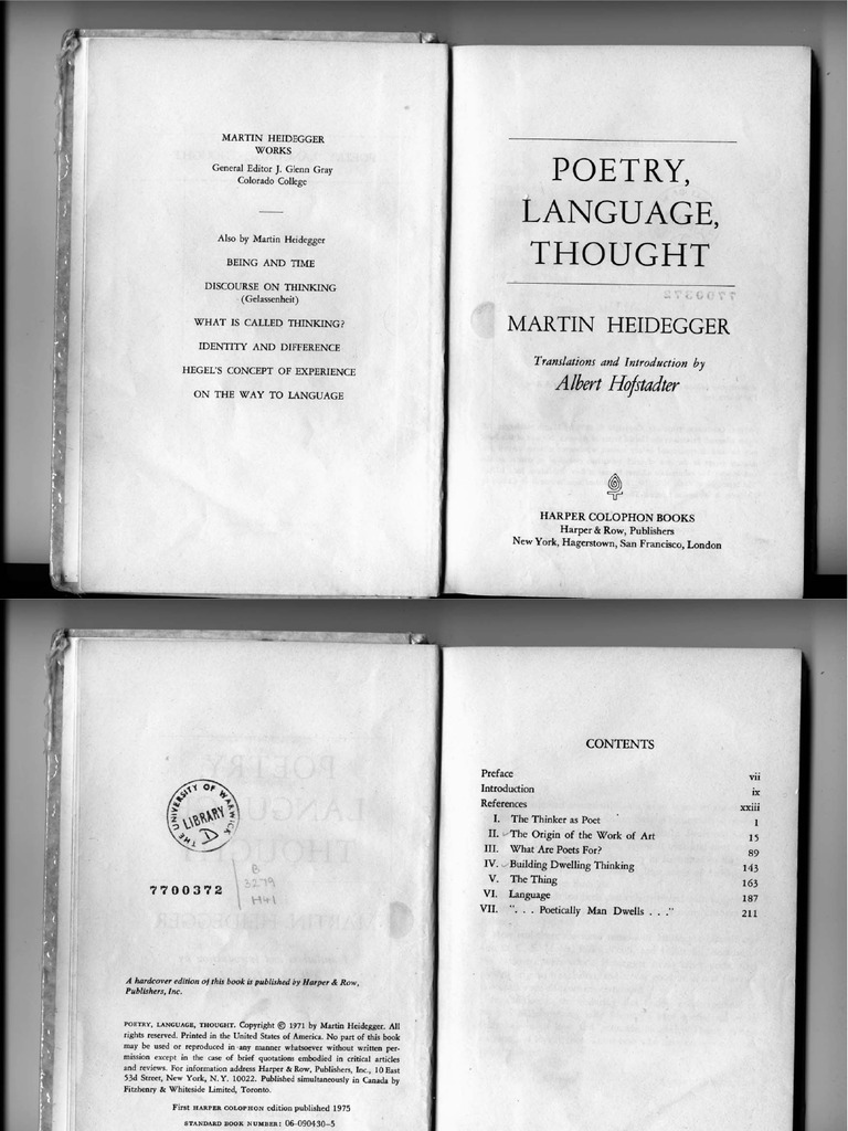 Heidegger - Poetry, Language, Thought | PDF