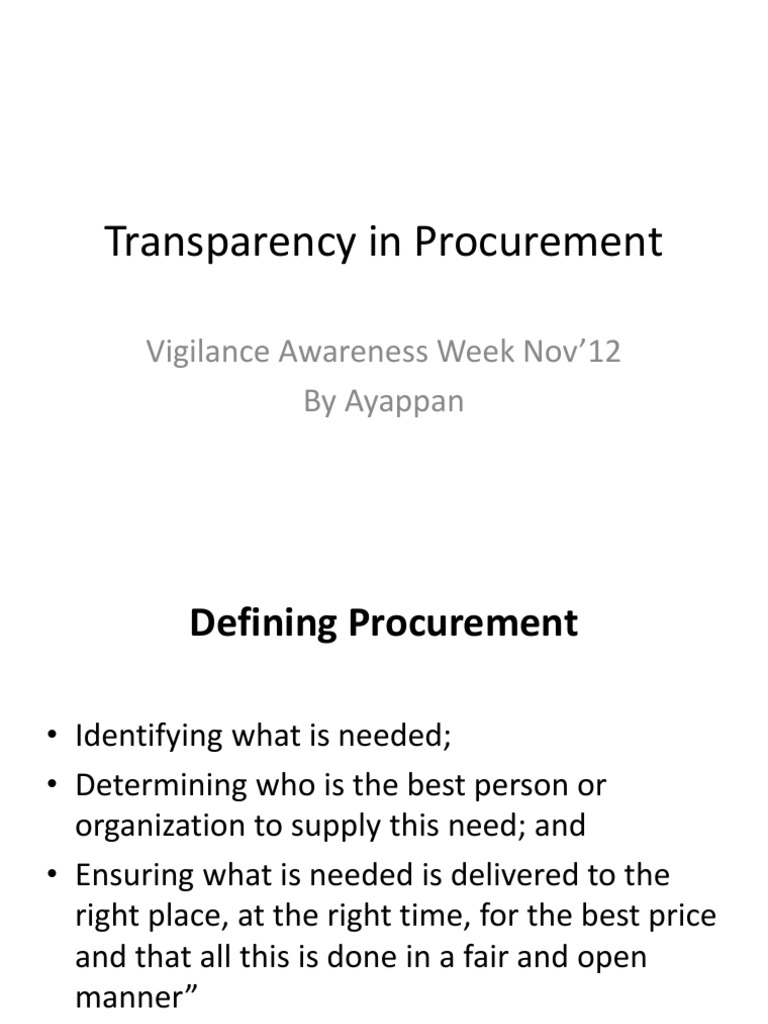 Transparency in Public Procurement | PDF | Procurement | Audit