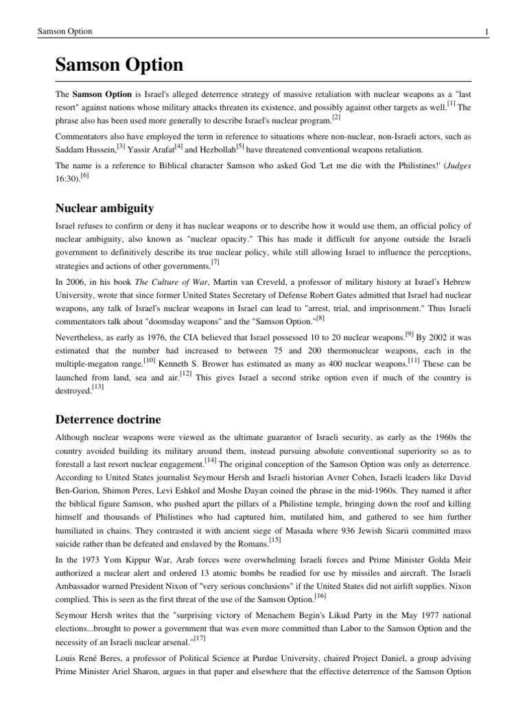 Samson Option | International Security | International Politics