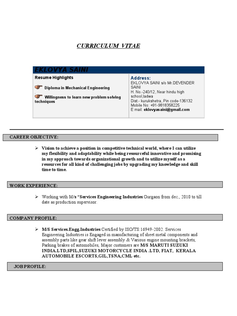 Curriculum Vitae: Resume Highlights | PDF | Science | Engineering