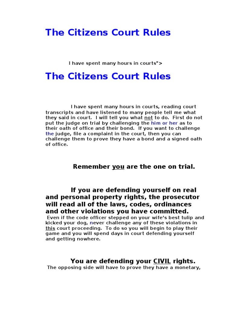 The Citizens Court Rules | PDF | Complaint | Constitutional Law