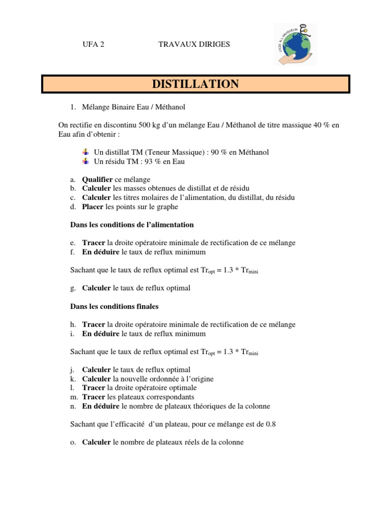 TP Distillation | PDF | Distillation | Opération unitaire