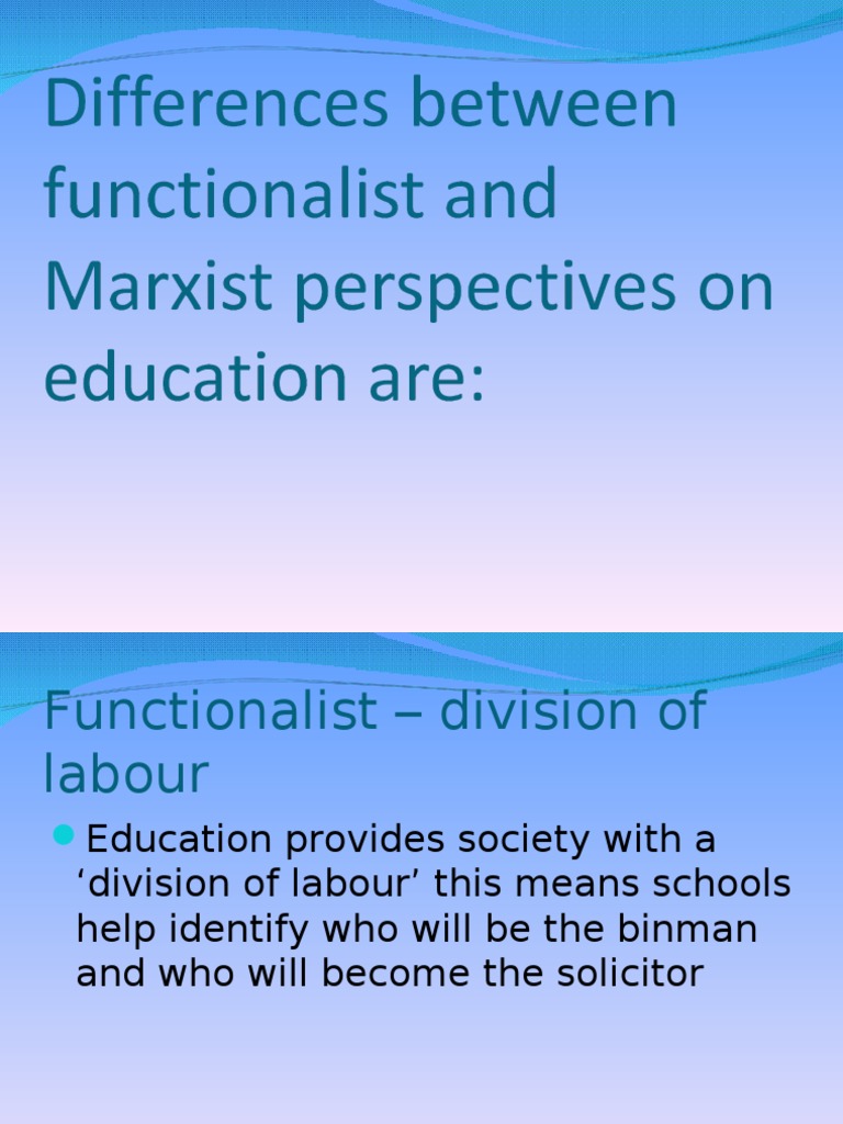 Marxist & Function A List Differences | PDF | Marxism | Socialization