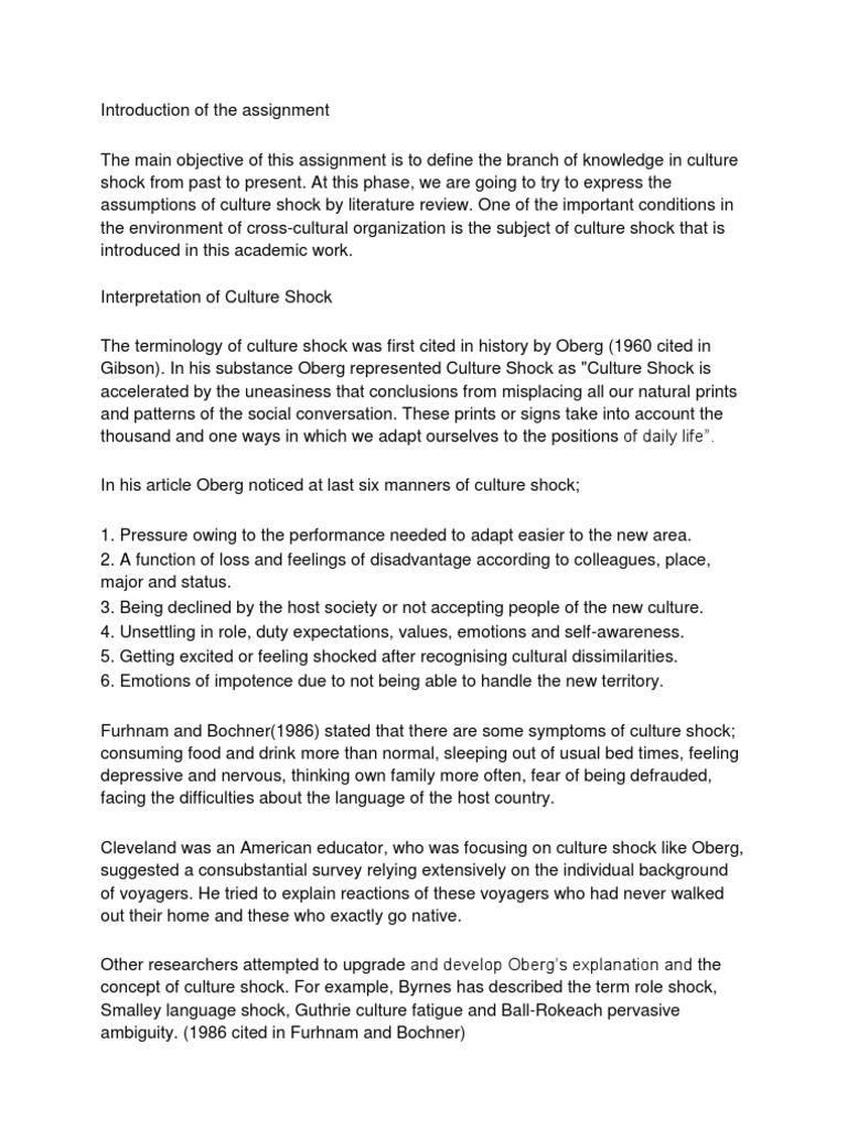 Culture Shock First Assignment | PDF | Norm (Social) | Emotions