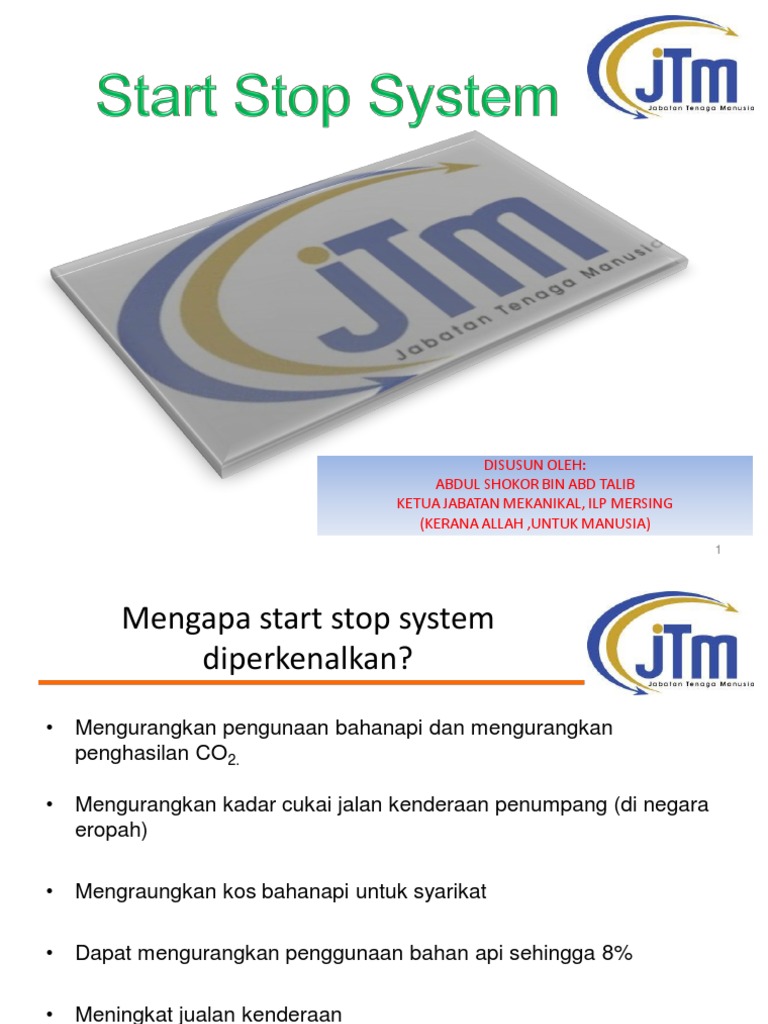 Pengenalan Kepada Start Stop System | PDF