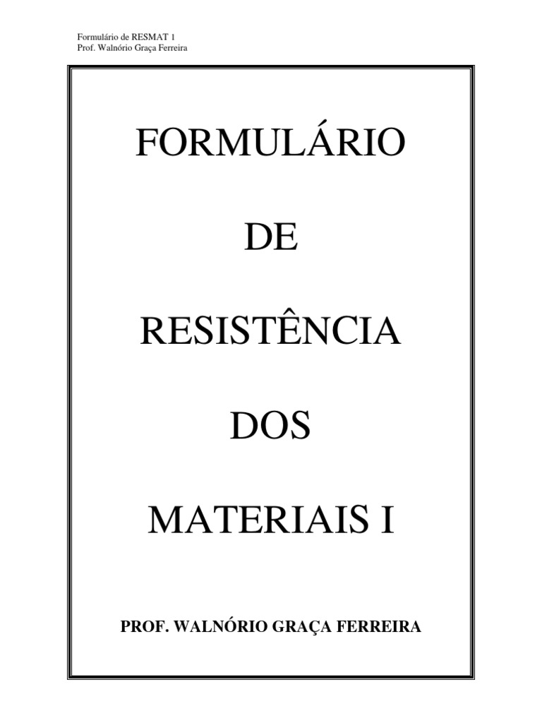 Formulário De Resmat Pdf Estresse Mecânica Engenharia Civil