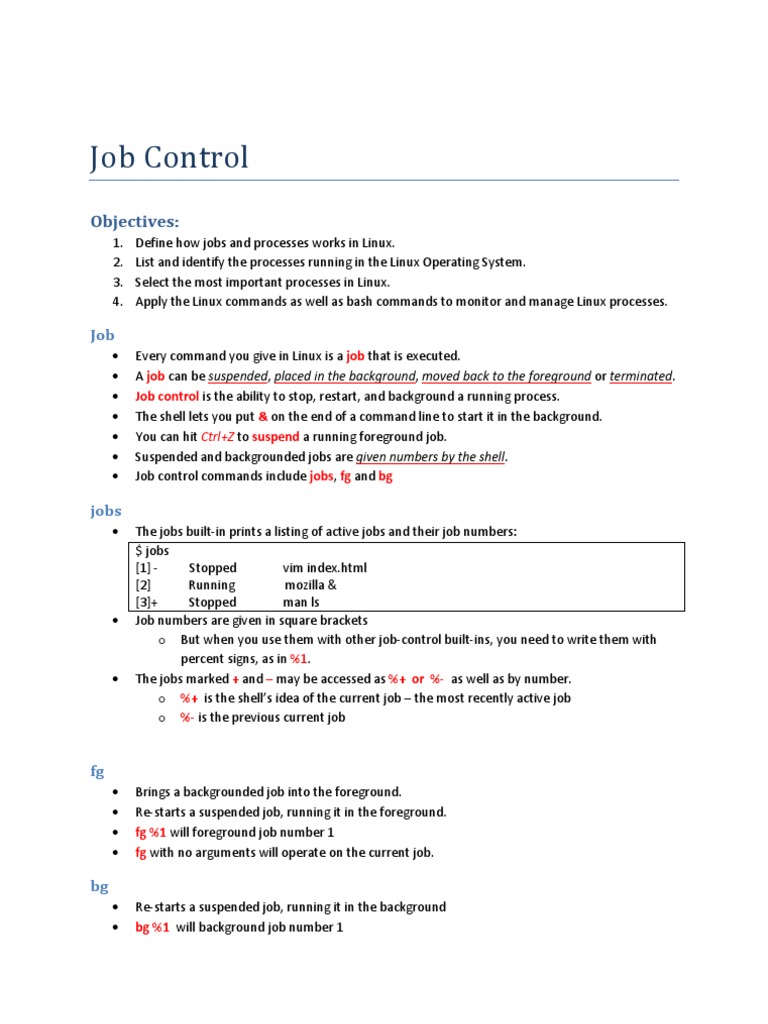 Job Control in Linux | PDF | Computer Engineering | Computer Architecture