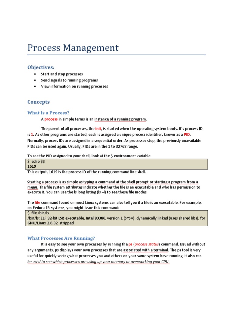 Linux Process Management | PDF | Computer Terminal | Command Line Interface