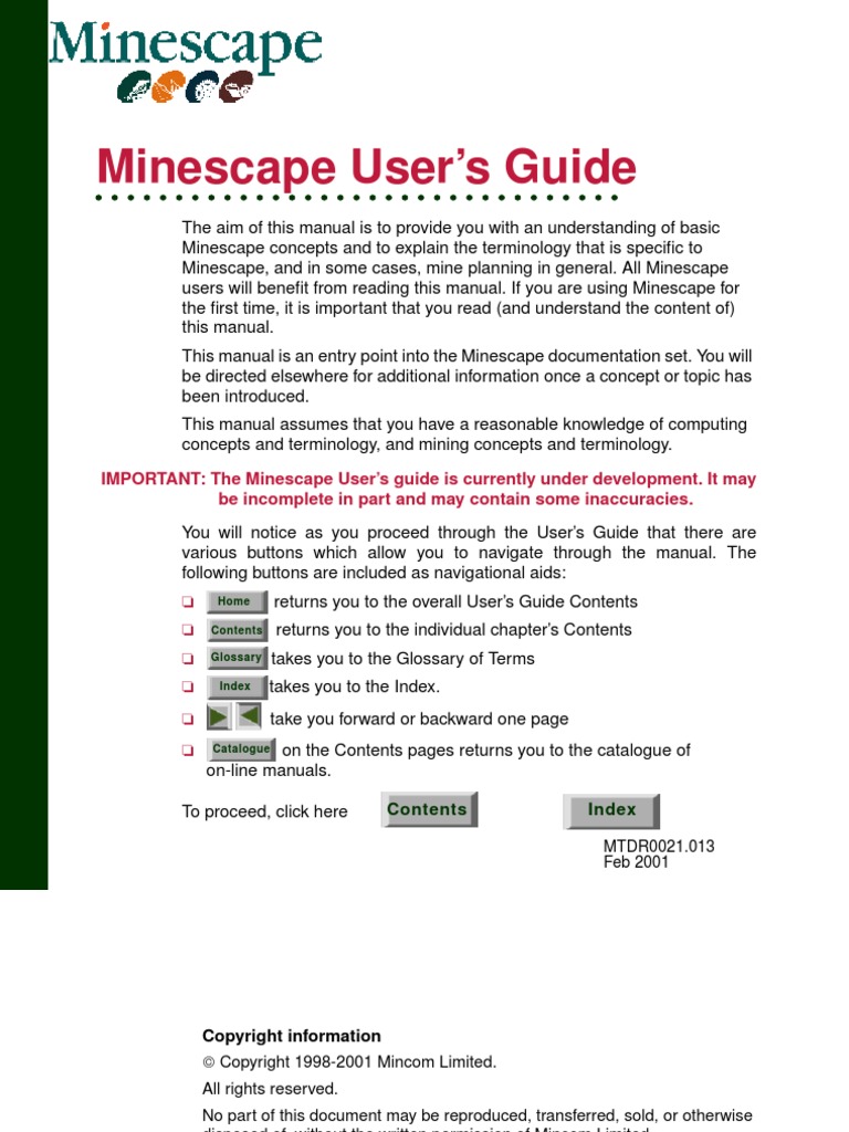 Minescape User's Guide | PDF | Trademark | Software