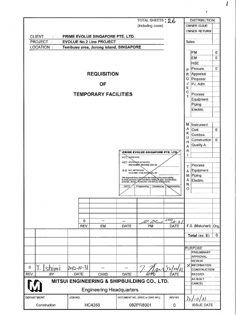 082PR8001 Rev0 Requisition of Temporary Facilities | PDF | Toilet ...