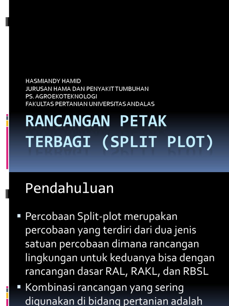 Rancangan Petak Terbagi (Split Plot) | PDF