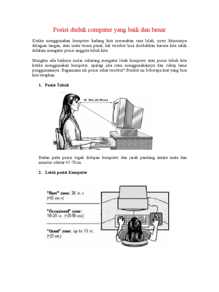 Posisi Duduk Computer Yang Baik Dan Benar | PDF