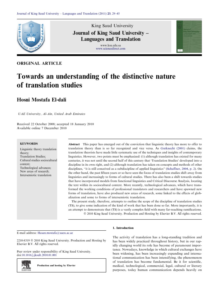 Towards an understanding of the distinctive nature of translation ...