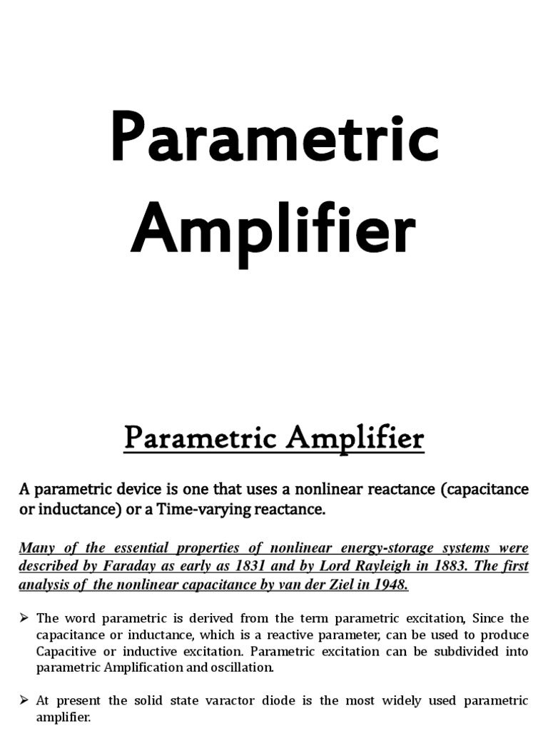 Parametric Amplifier Pdf Amplifier Electronic Oscillator